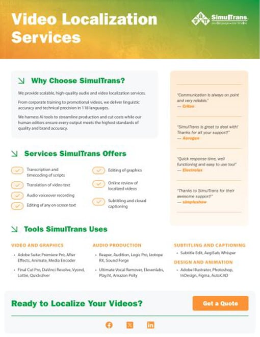 Fact Sheet Video Localization Services